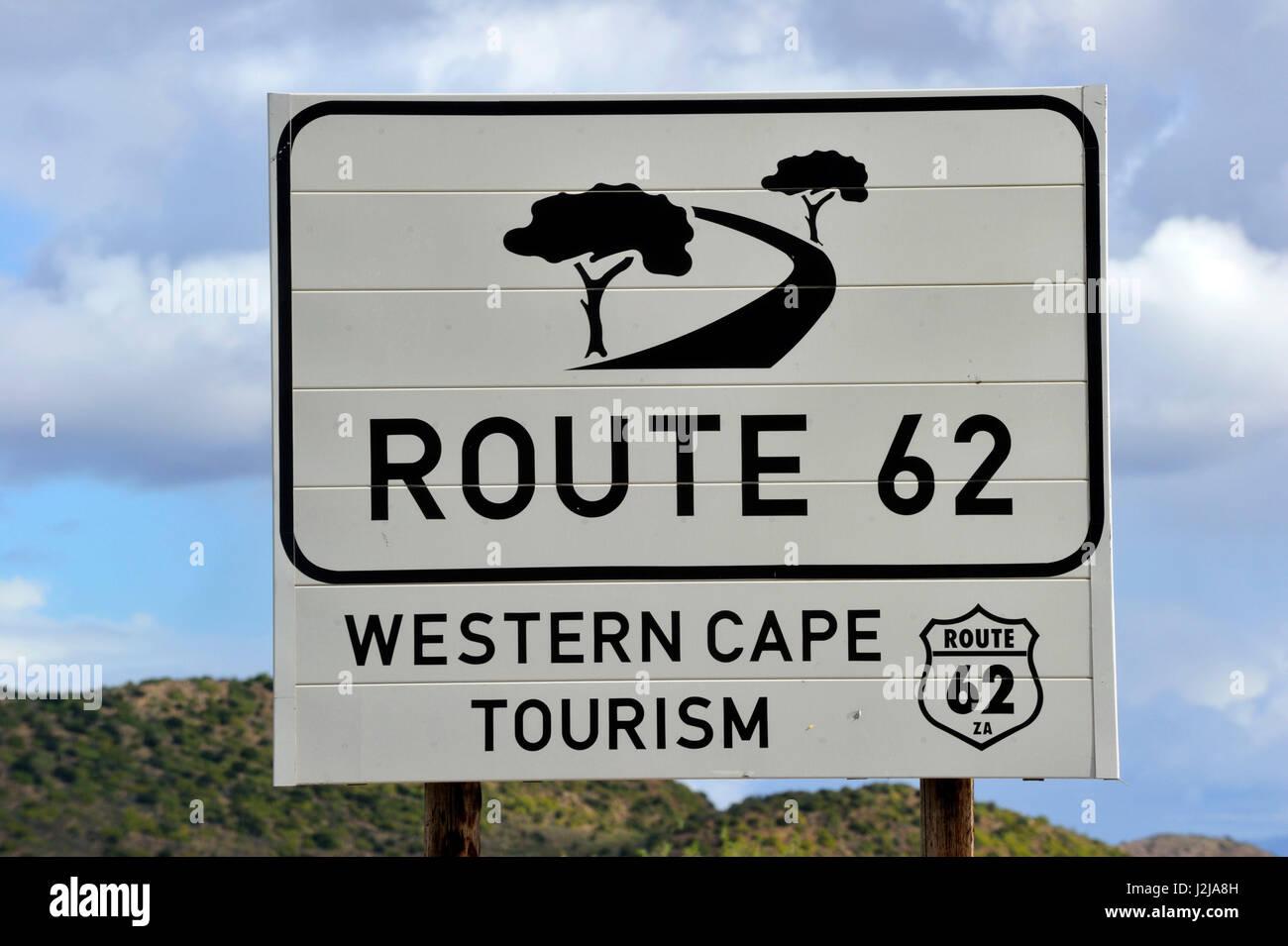 South Africa, Western Cape, Little Karoo, sign on the road 62 Stock ...