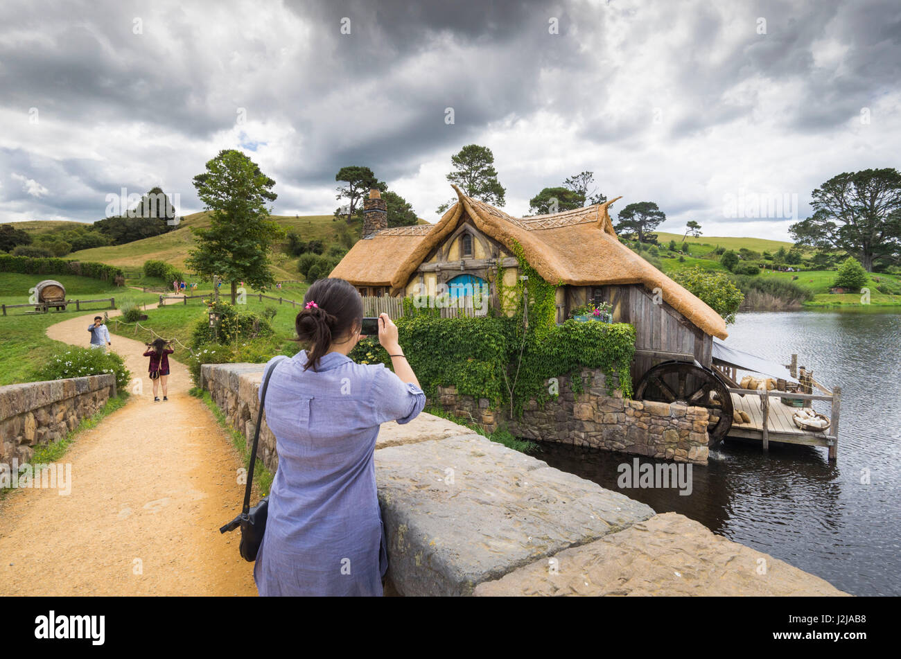 New Zealand, North Island, Matamata, Hobbiton Movie Set, Hobbit bridge ...