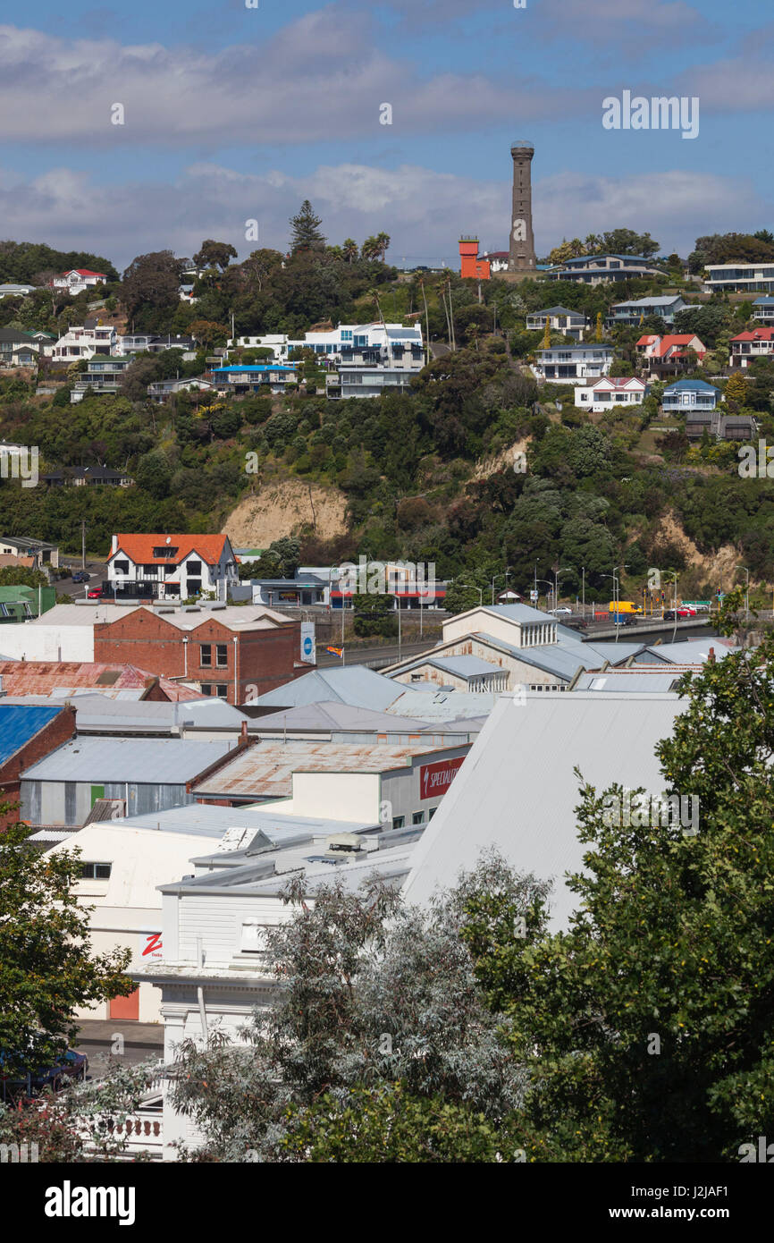 New Zealand, North Island, Wanganui, city skyline with Durie Hill Tower ...