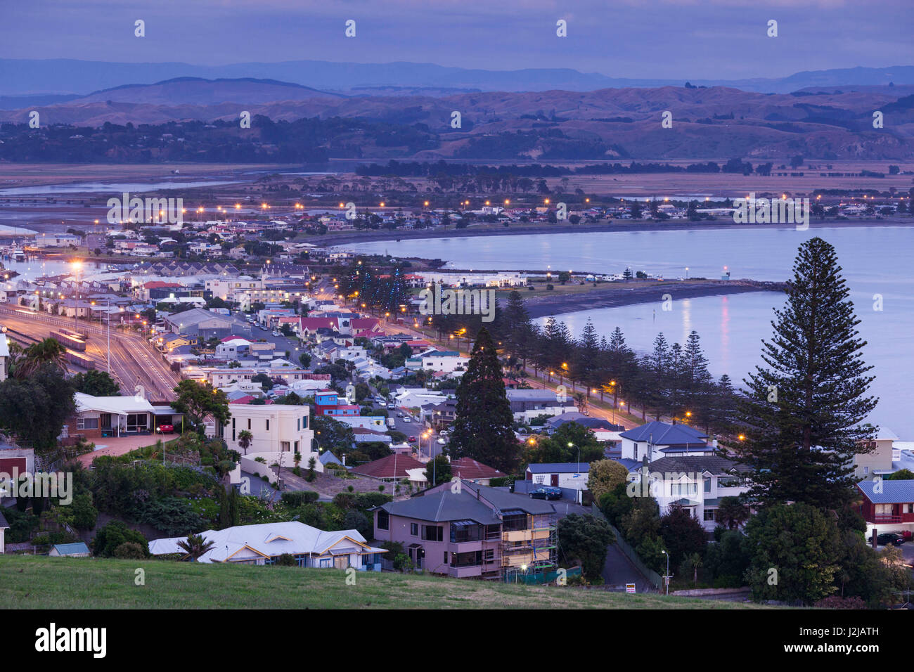 New Zealand, North Island, Hawkes Bay, Napier, elevated view of Inner ...