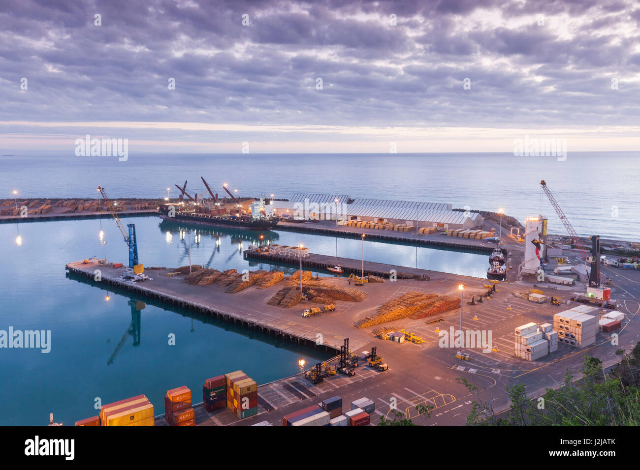 New Zealand, North Island, Hawkes Bay, Napier, elevated port view from ...