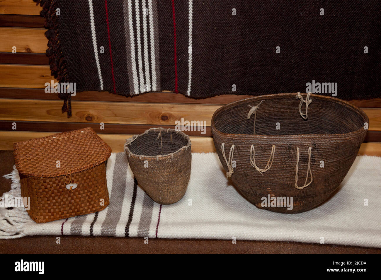 Traditional coast salish assortment baskets hi-res stock photography ...