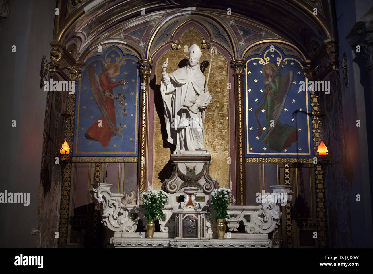 Saint Januarius. Marble statue at the side altar in the Chapel of Saint ...