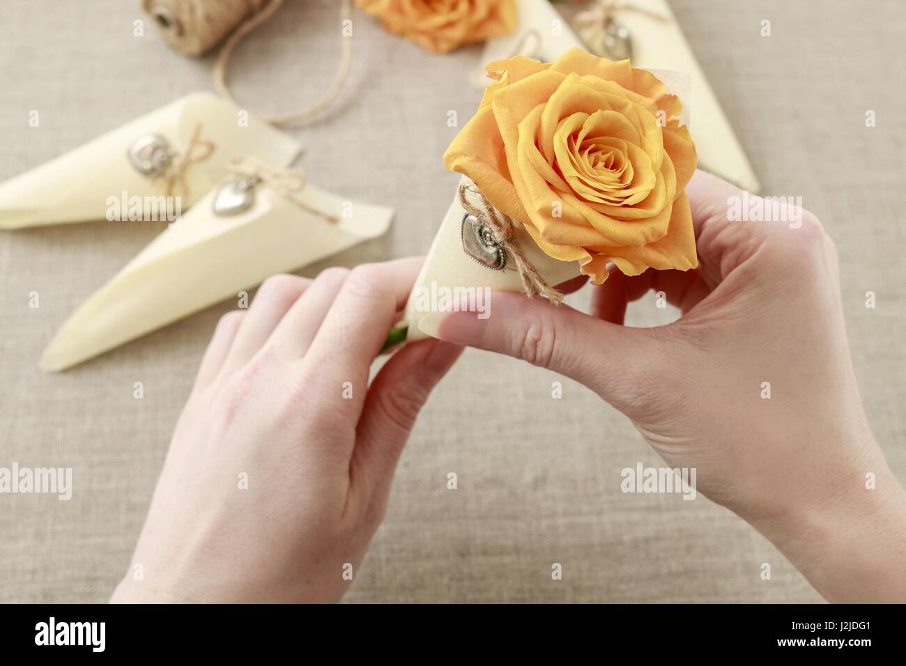 Florist at work: how to make lovely present for wedding guests with ...