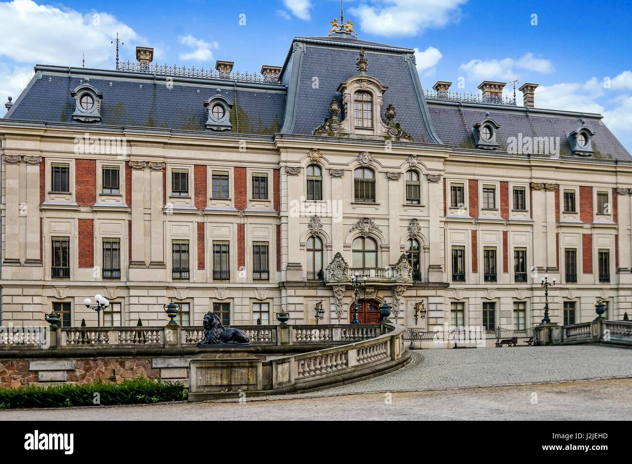 Pless Castle, a classical-style palace in the city of Pszczyna in south ...