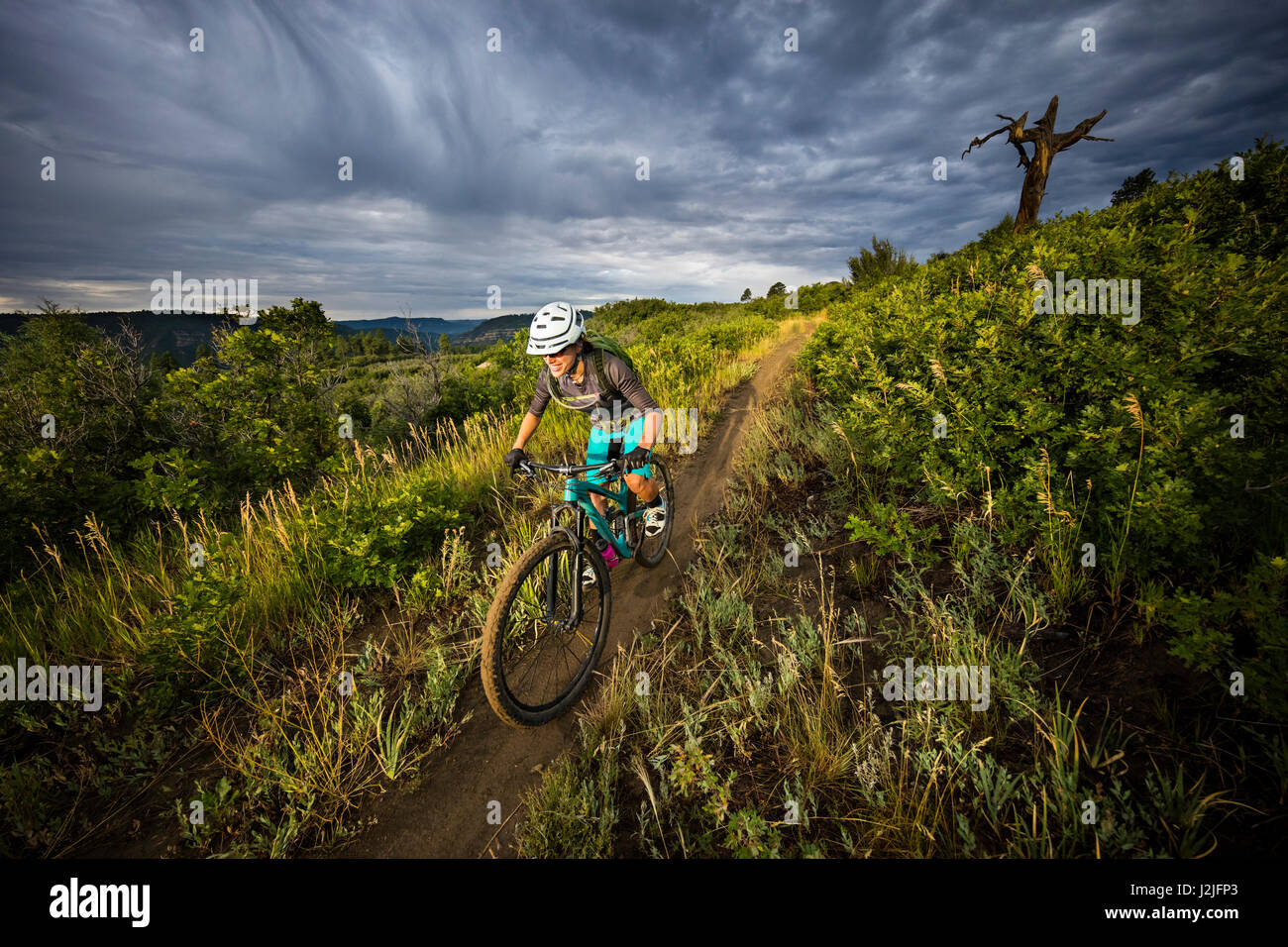 Nichole Baker mountain biking on the Twin Buttes trail network, Durango ...