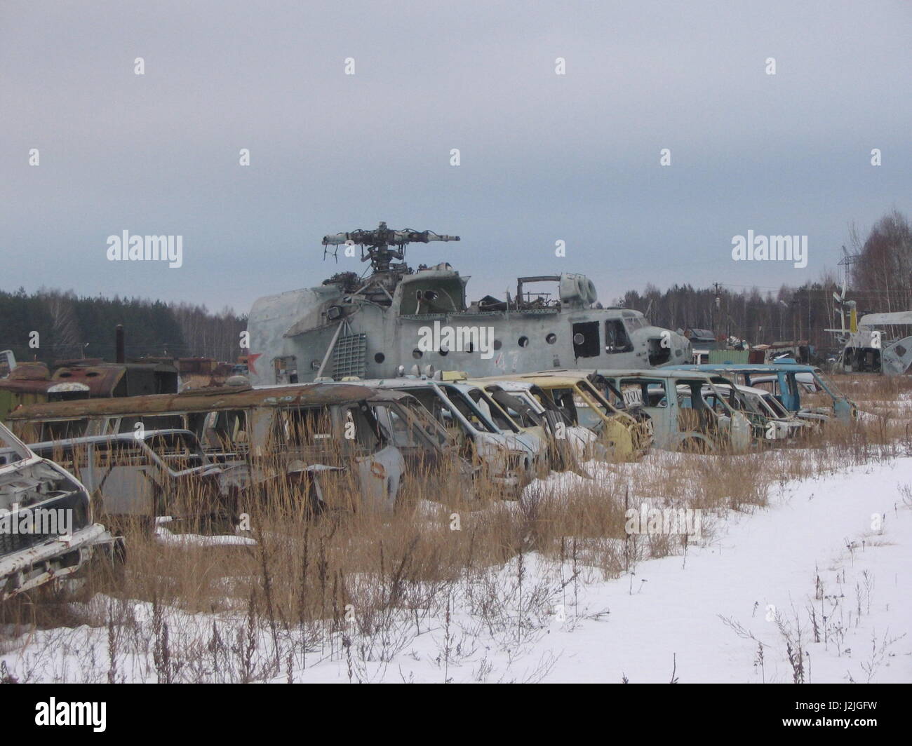 Ukraine. Exclusion zone of the Chernobyl nuclear power plant. View of ...