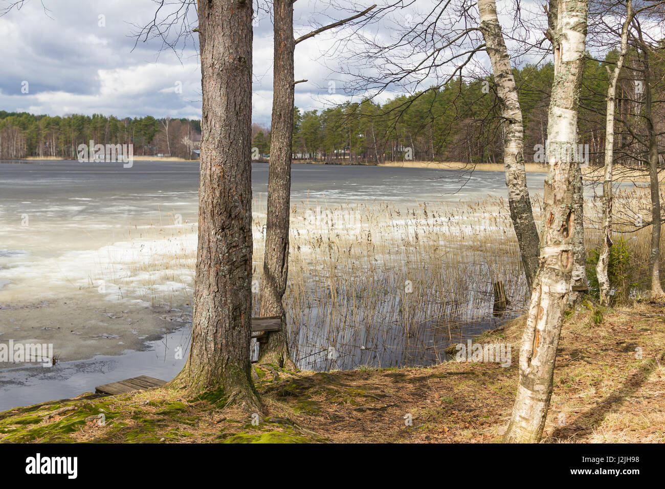 early spring with melting ice and snow outdoors Stock Photo - Alamy