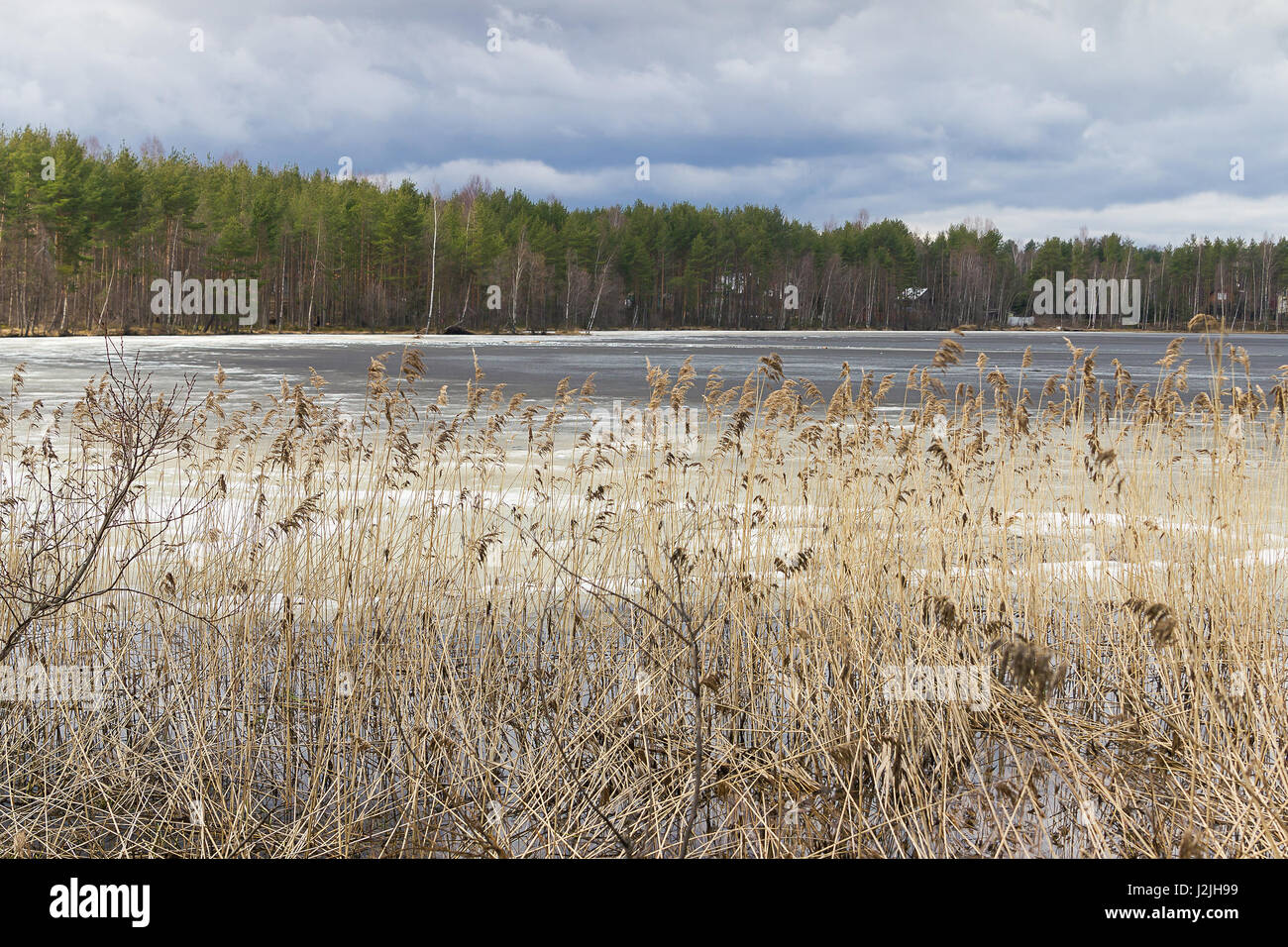 early spring with melting ice and snow Stock Photo - Alamy