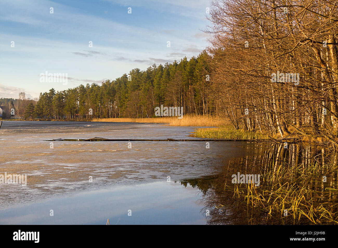 early spring with melting ice and snow winter Stock Photo - Alamy