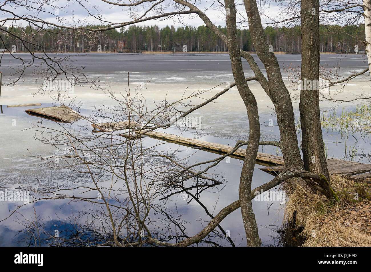 early spring with melting ice and snow Stock Photo - Alamy
