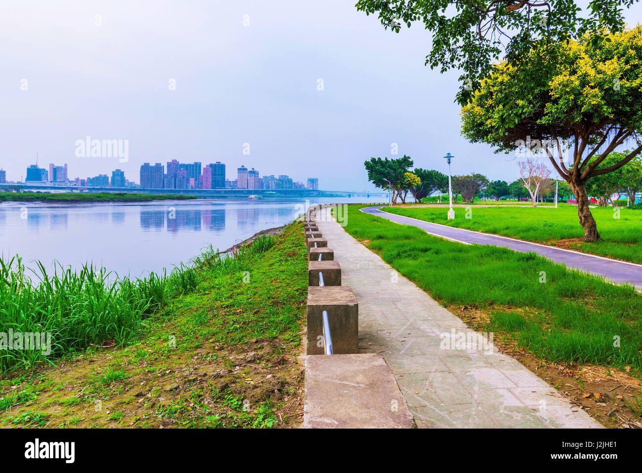 Yanping riverside park nature and walking path in Taipei Stock Photo ...