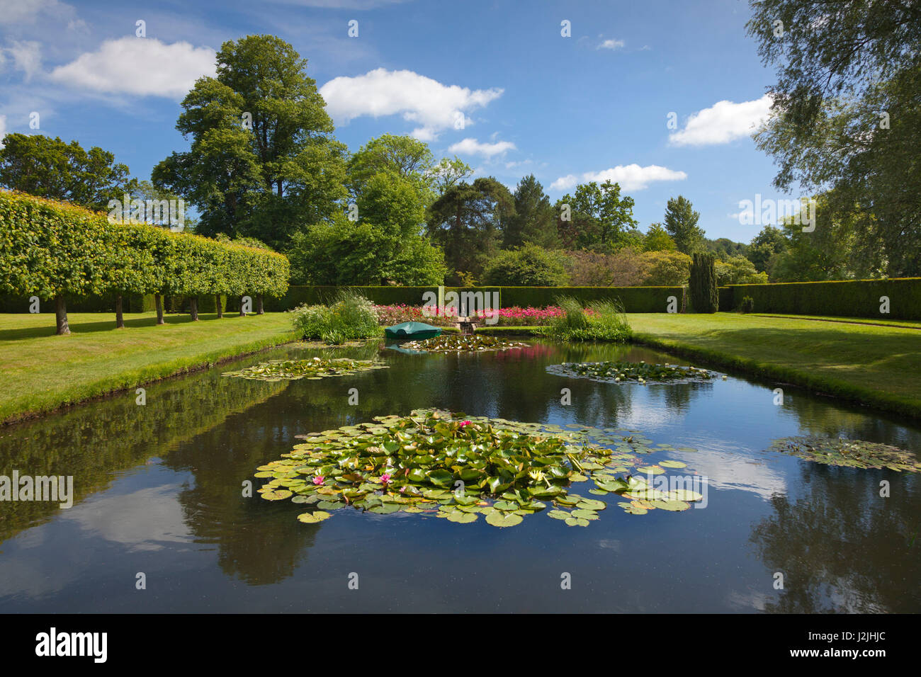 View across the lily pond, Bateman's, home of the writer Rudyard ...