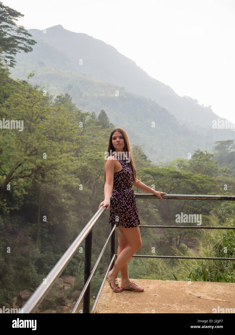 girl on terrace with mountains on background, Sri Lanka Stock Photo - Alamy