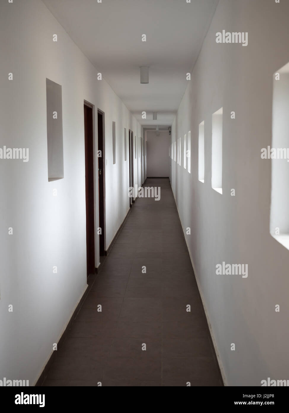 Long White Corridor.White Exhibition Hall.Technical Corridor In Large ...