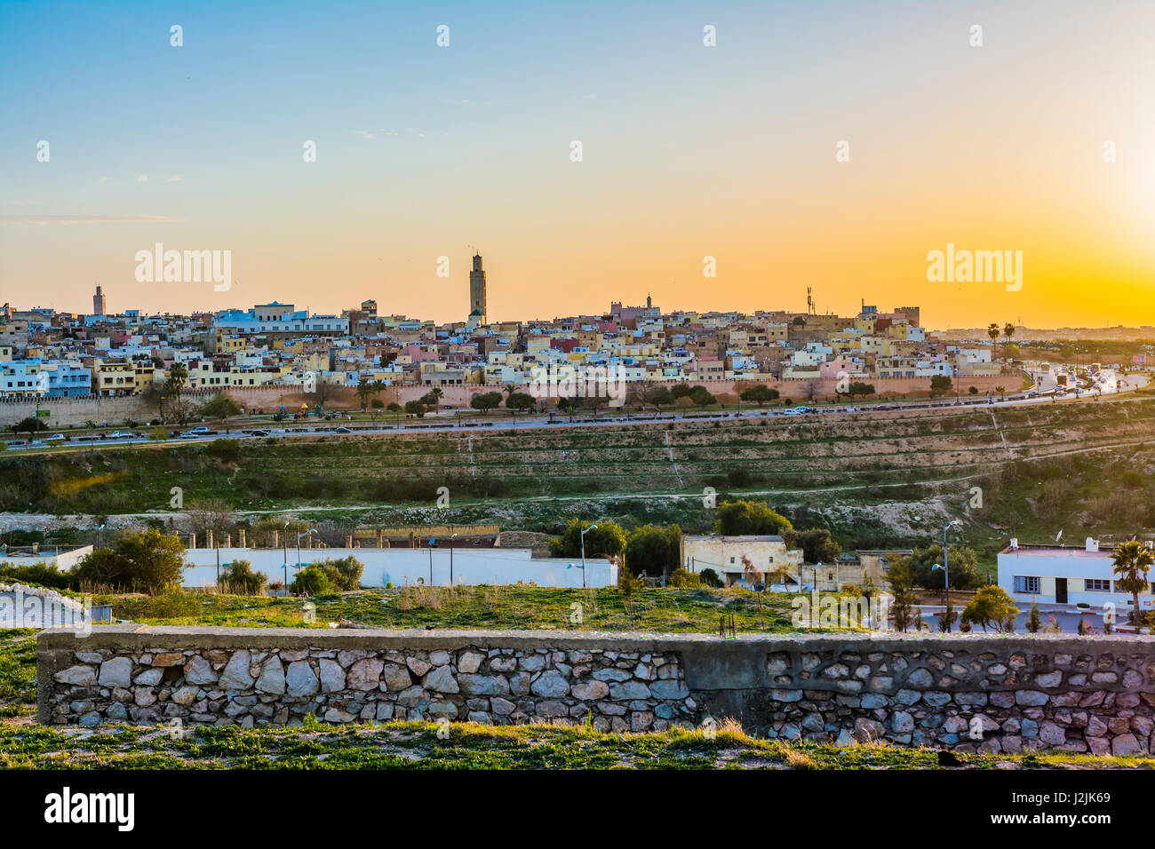 Panoramic view of the Medina at sunset. Meknes, Morocco, North Africa ...