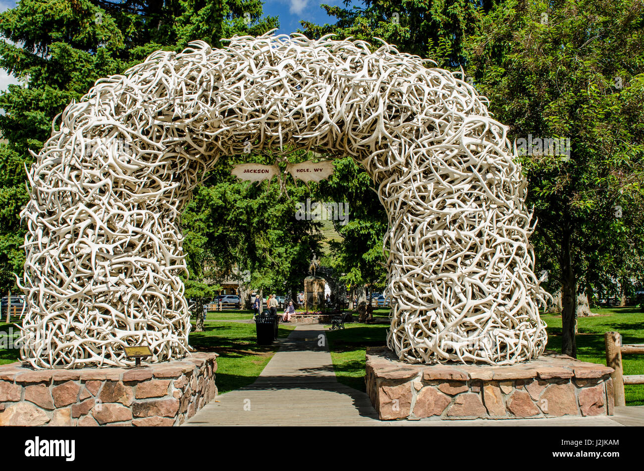 Elk Antler Arches, Jackson Hole, Wyoming, USA Stock Photo - Alamy