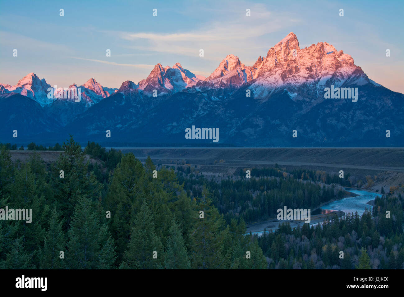 Dawn, Alpenglow, Snake River Overlook, Grand Teton National Park ...