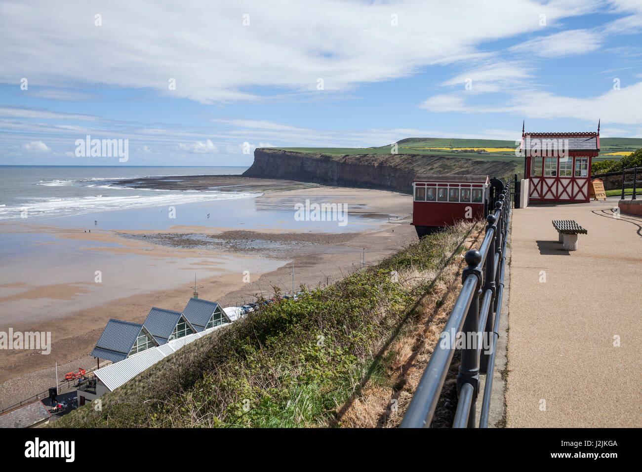 The famous water-powered funicular cliff lift at Saltburn by the Sea ...