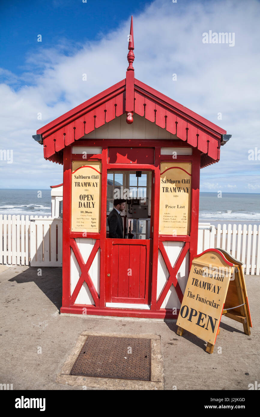The famous water-powered funicular cliff lift at Saltburn by the Sea ...