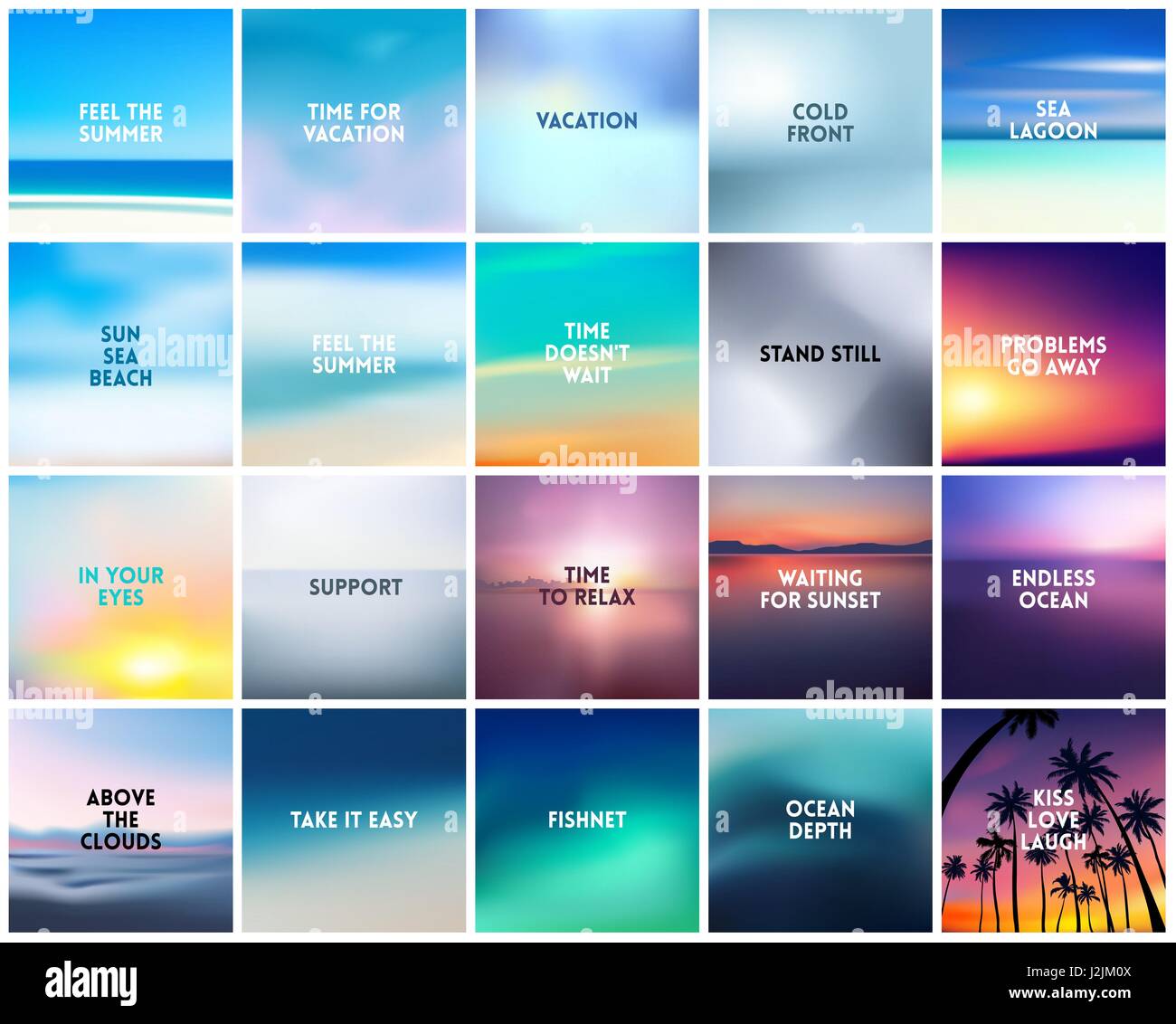 BIG set of 20 square blurred nature backgrounds. With various quotes ...