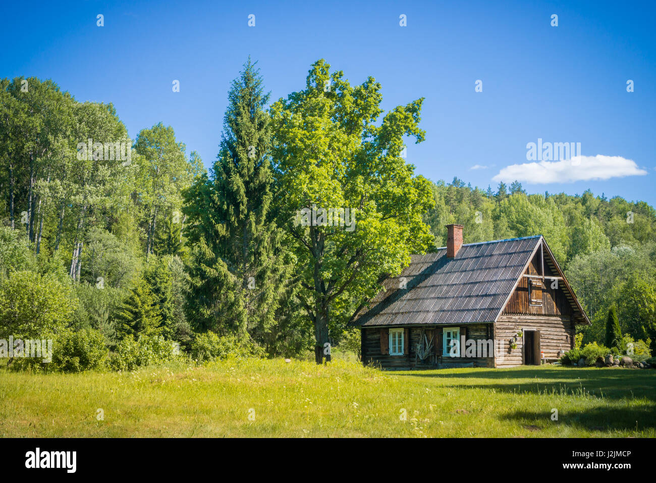 Landscape of still water of the river with colorful reflections of the ...