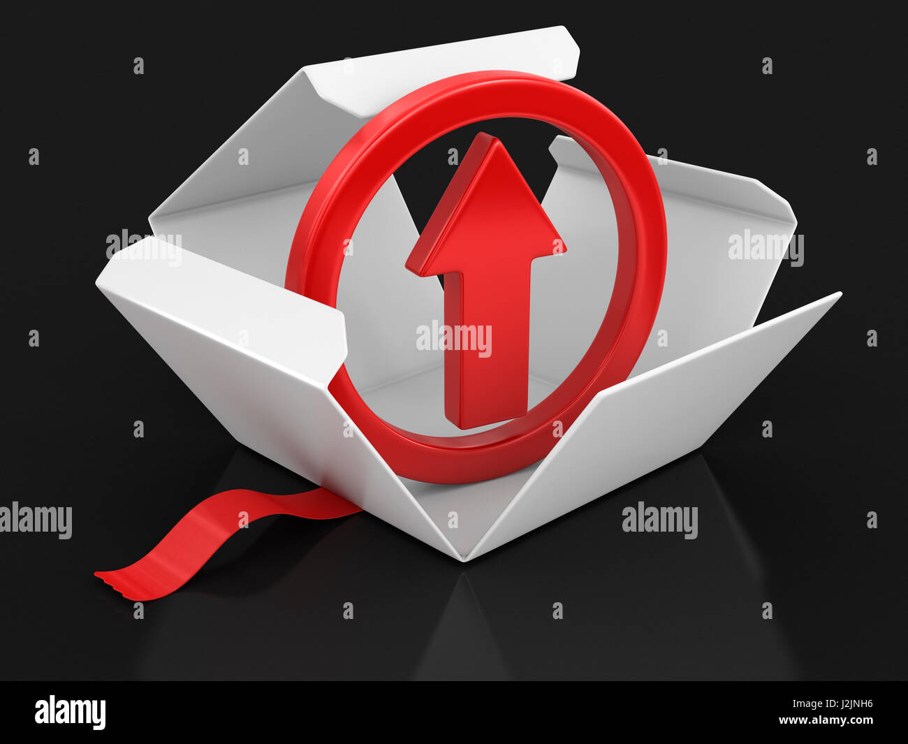 Open package with arrow up. Image with clipping path Stock Photo - Alamy