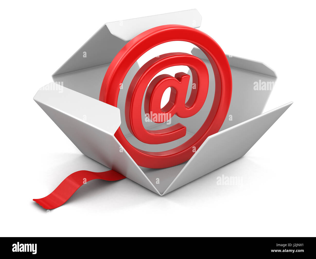 Open package with E-mail sign. Image with clipping path Stock Photo - Alamy