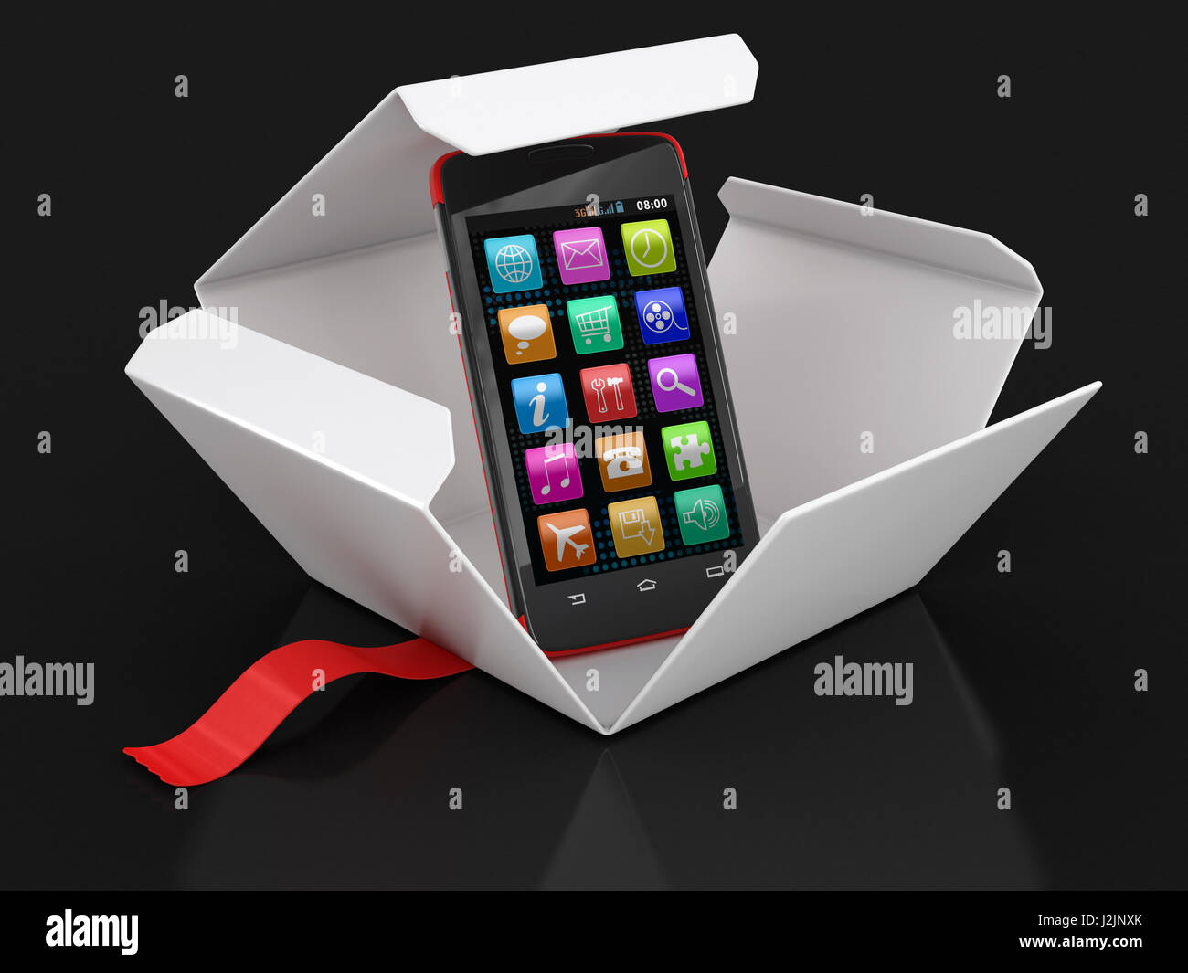 Open package with Touchscreen smartphone. Image with clipping path ...