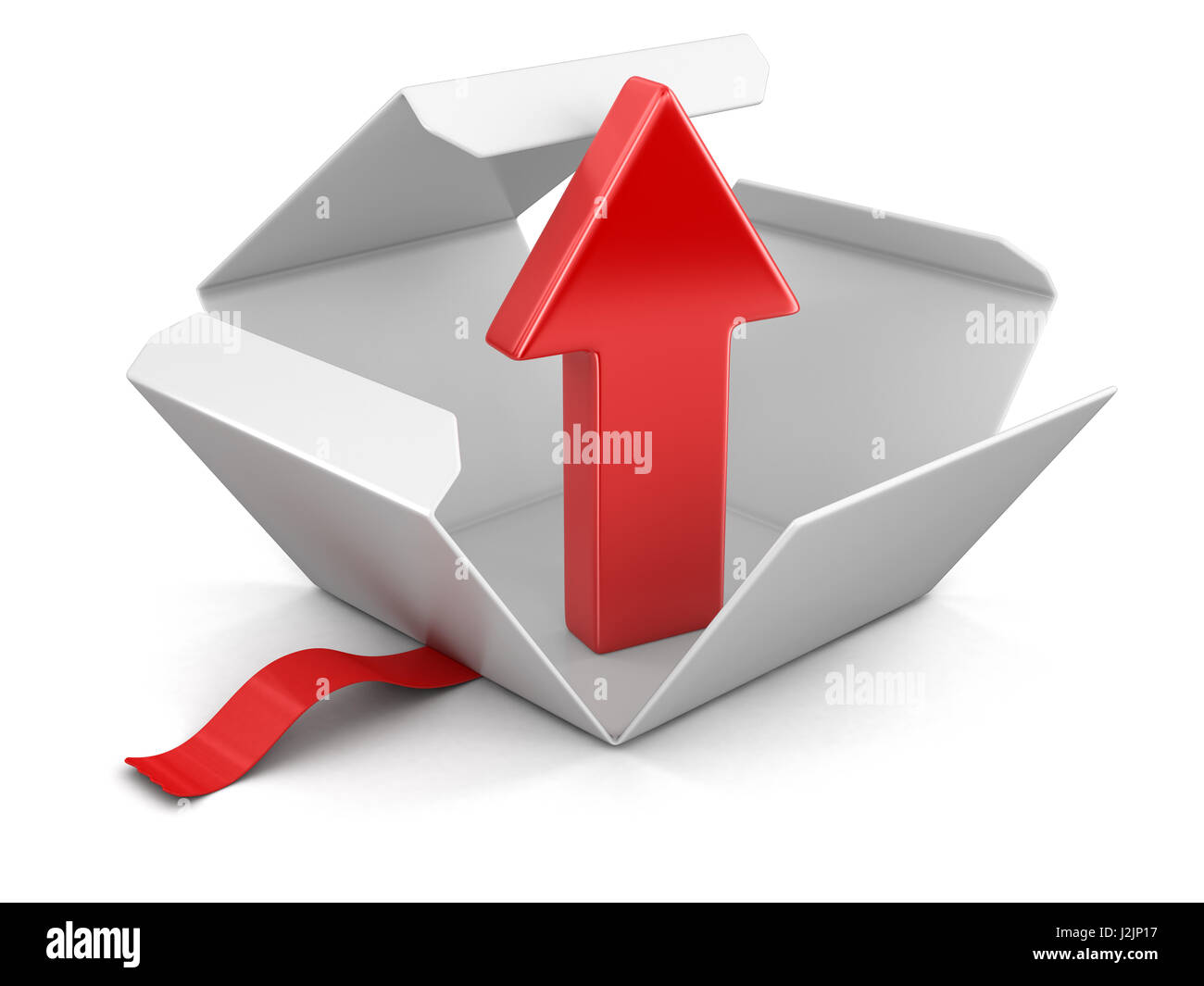 Open package with arrow up. Image with clipping path Stock Photo - Alamy