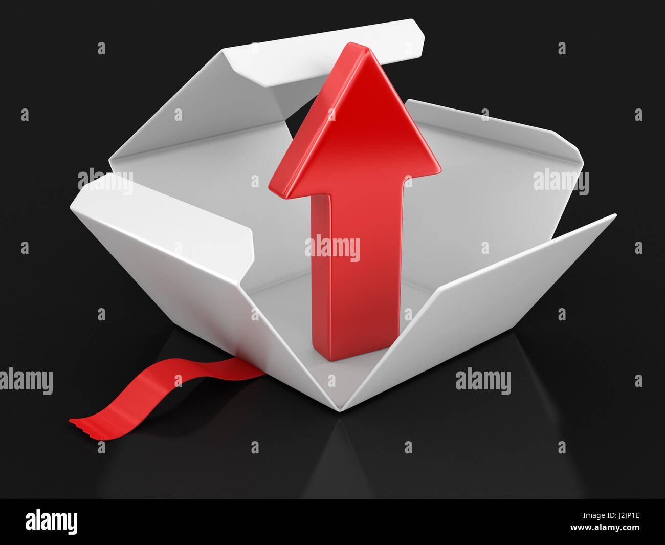 Open package with arrow up. Image with clipping path Stock Photo - Alamy
