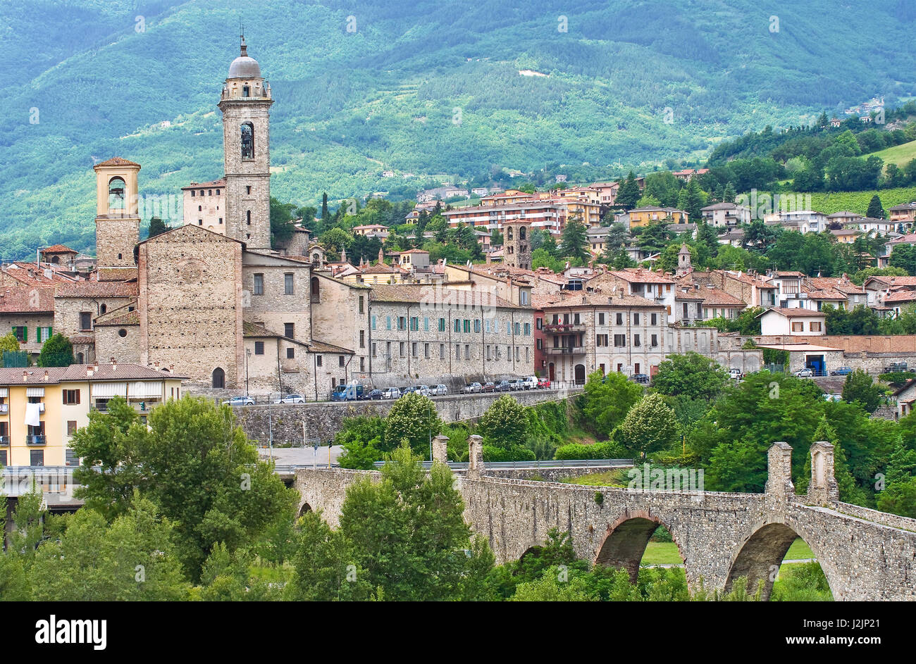 Panoramic view of Bobbio. Emilia-Romagna. Italy Stock Photo - Alamy