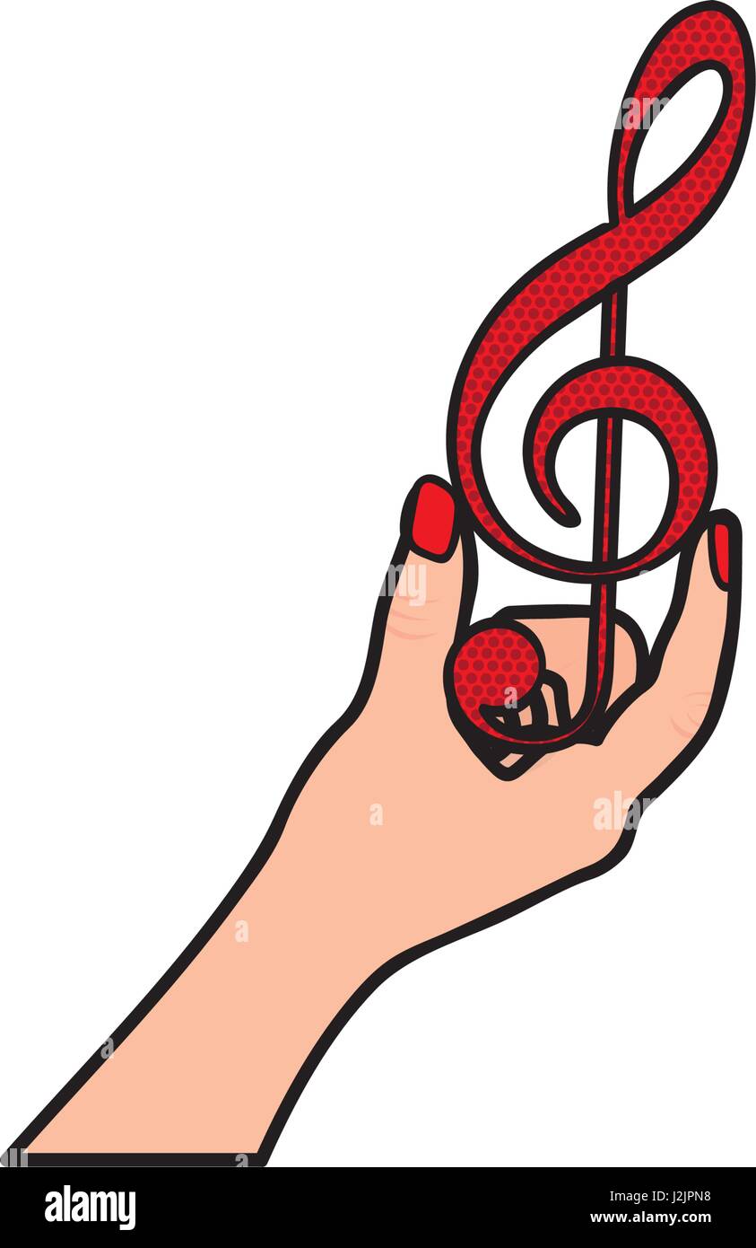 background with colorful hand holding a treble clef Stock Vector Image ...
