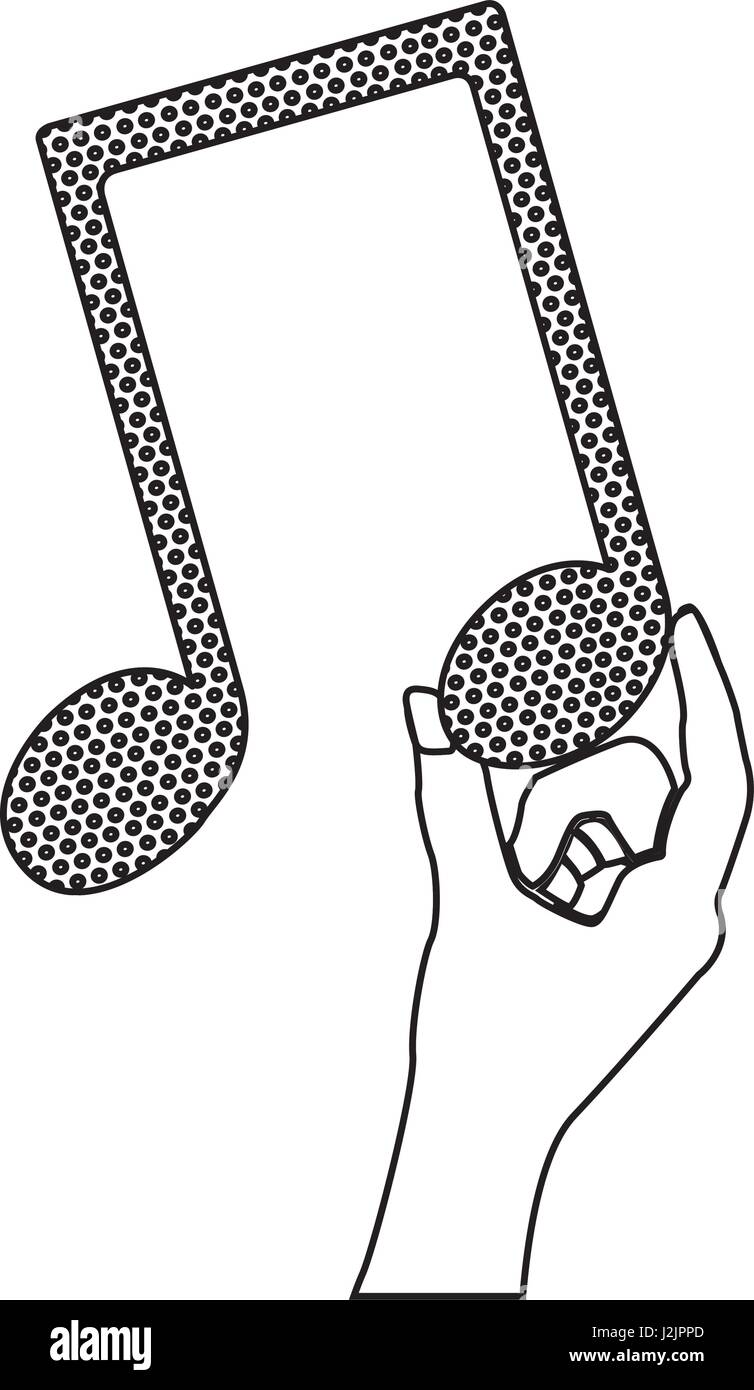 monochrome silhouette of hand holding the musical note Stock Vector ...