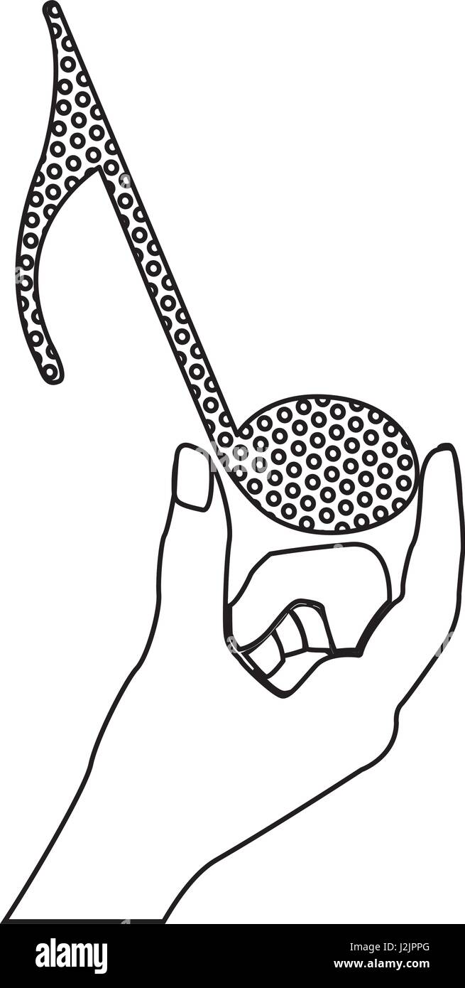monochrome silhouette of hand holding the quaver note Stock Vector ...