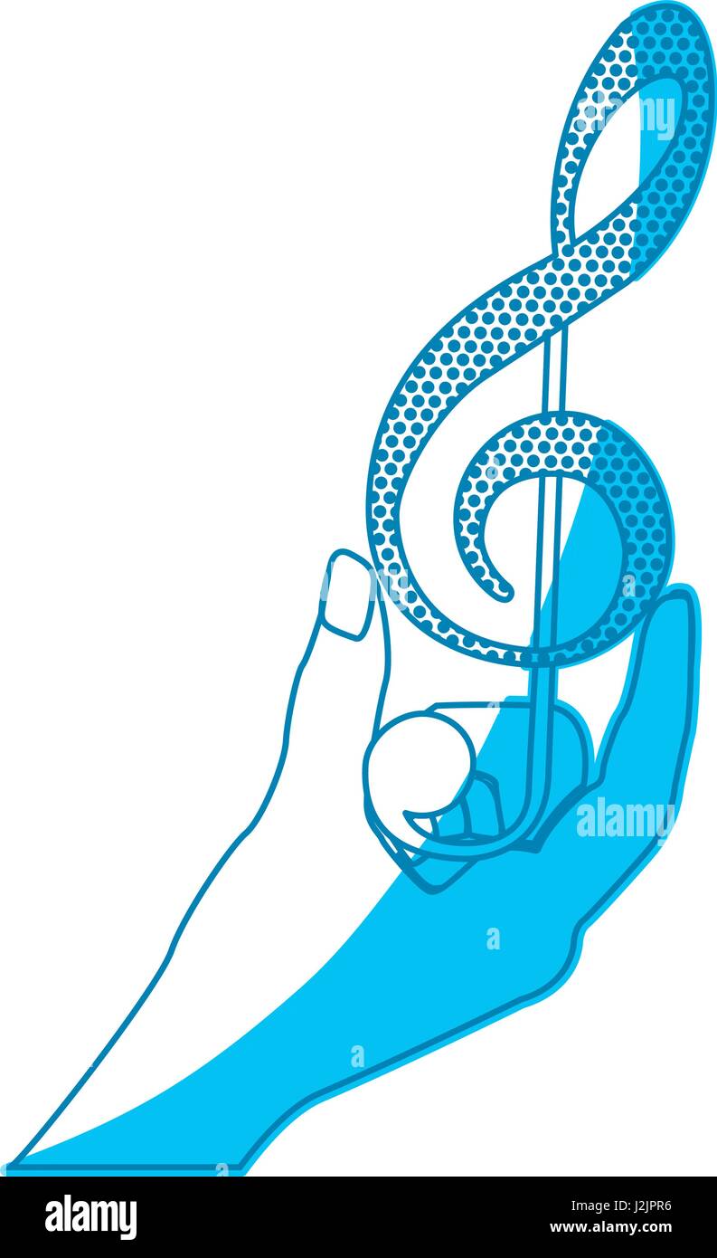 blue silhouette of hand holding a treble clef Stock Vector Image & Art ...