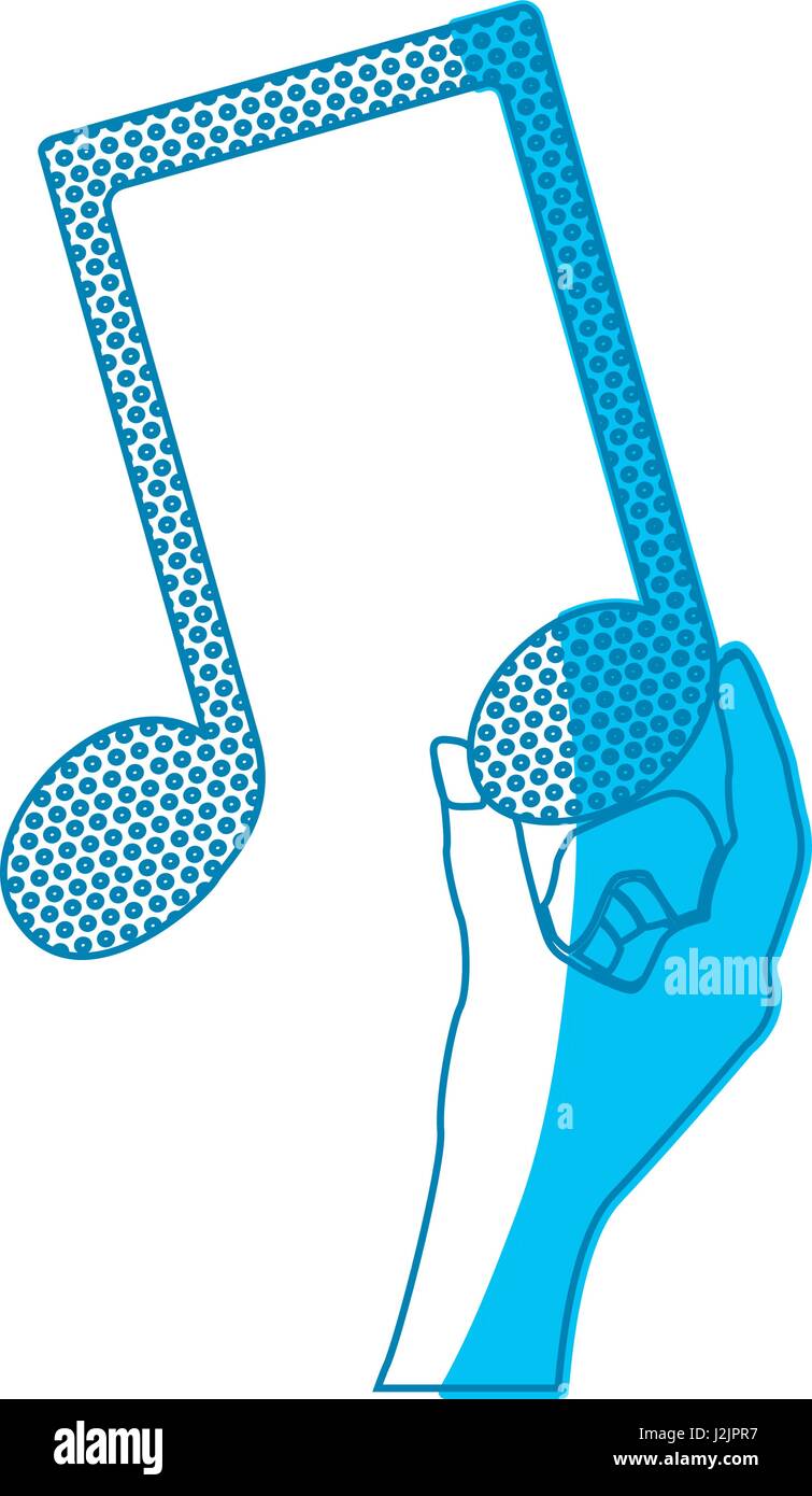 blue silhouette of hand holding the musical note Stock Vector Image ...