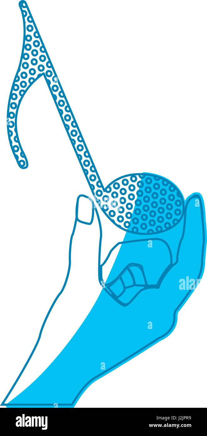 blue silhouette of hand holding the quaver note Stock Vector Image ...