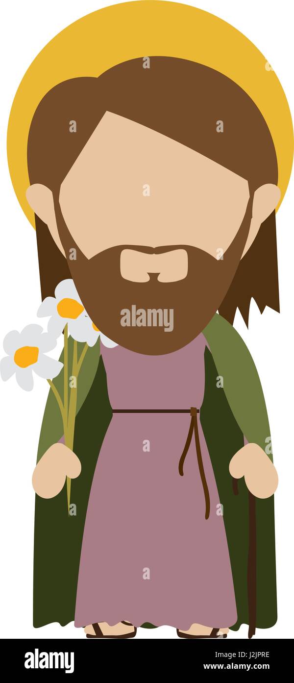 white background with colorful silhouette of faceless image of saint ...