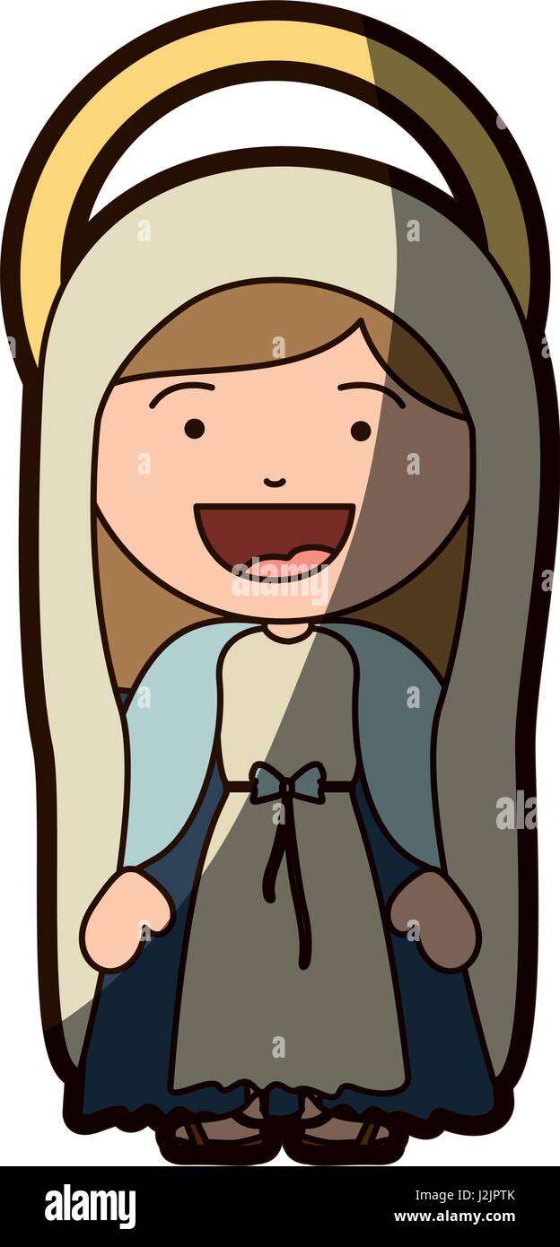 colorful silhouette of smiling saint virgin mary with half shadow Stock ...