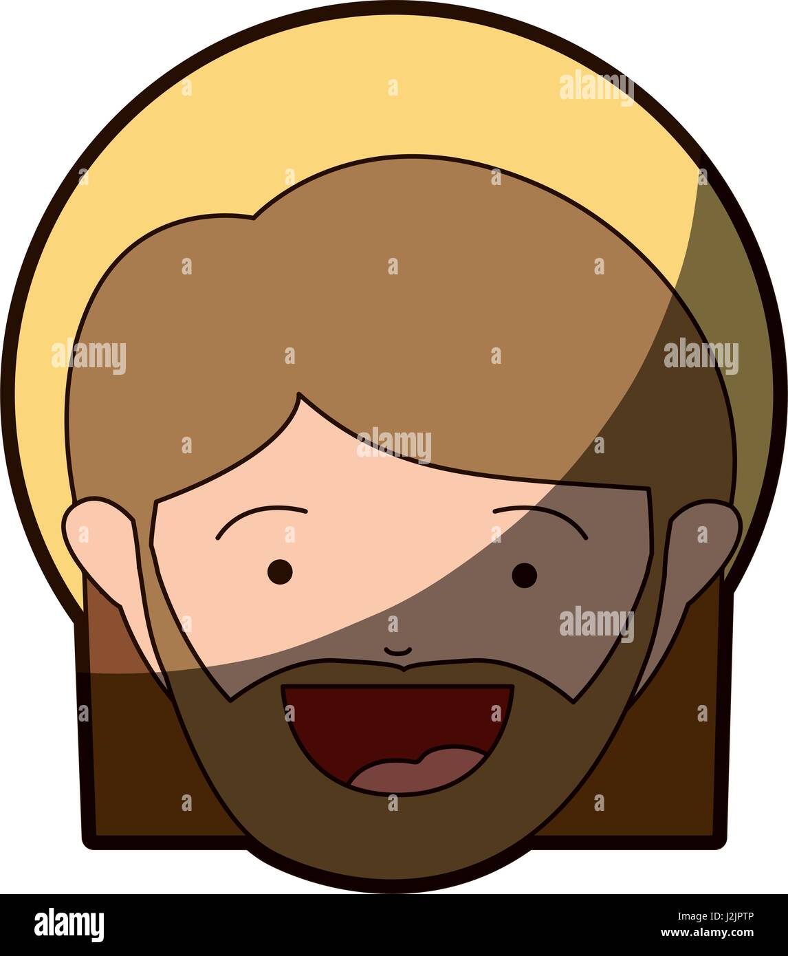 colorful silhouette of smiling face of saint joseph father with half ...