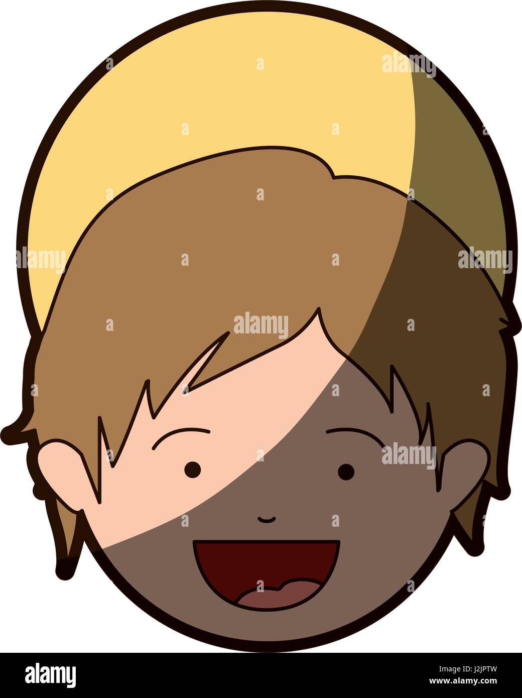 colorful silhouette of smiling face of child jesus with half shadow ...