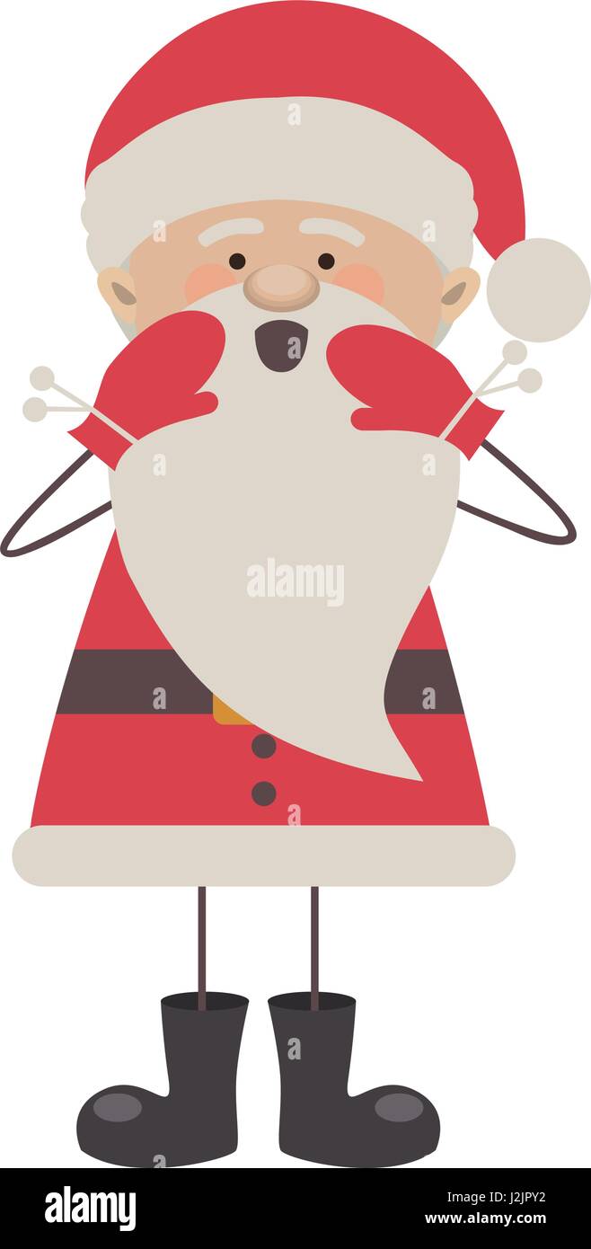 colorful silhouette caricature of santa claus screaming Stock Vector ...