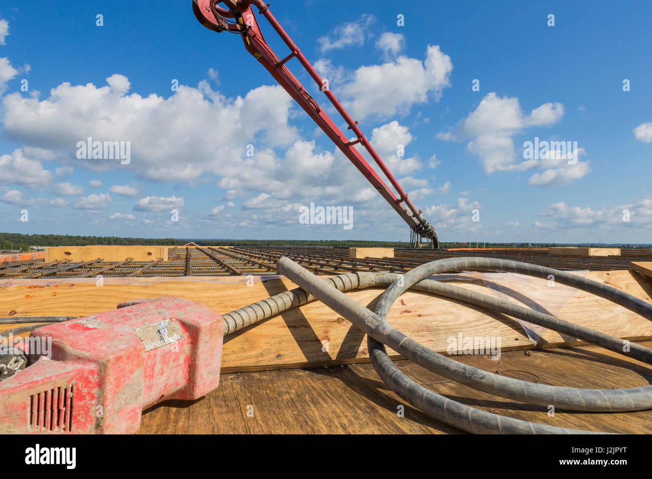 Construction work, installation of a floor level in a country house ...