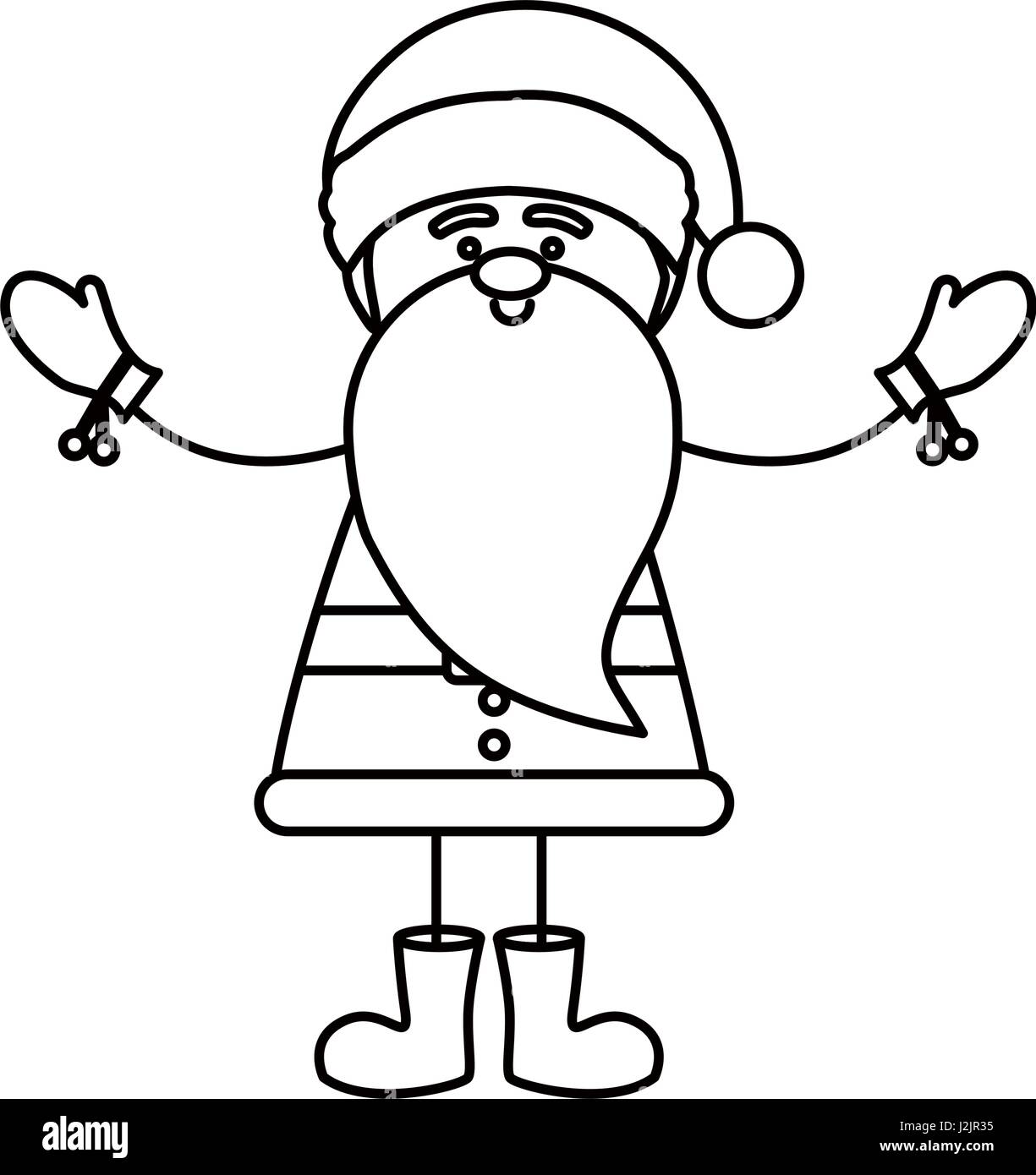 monochrome contour caricature of santa claus with open arms Stock ...