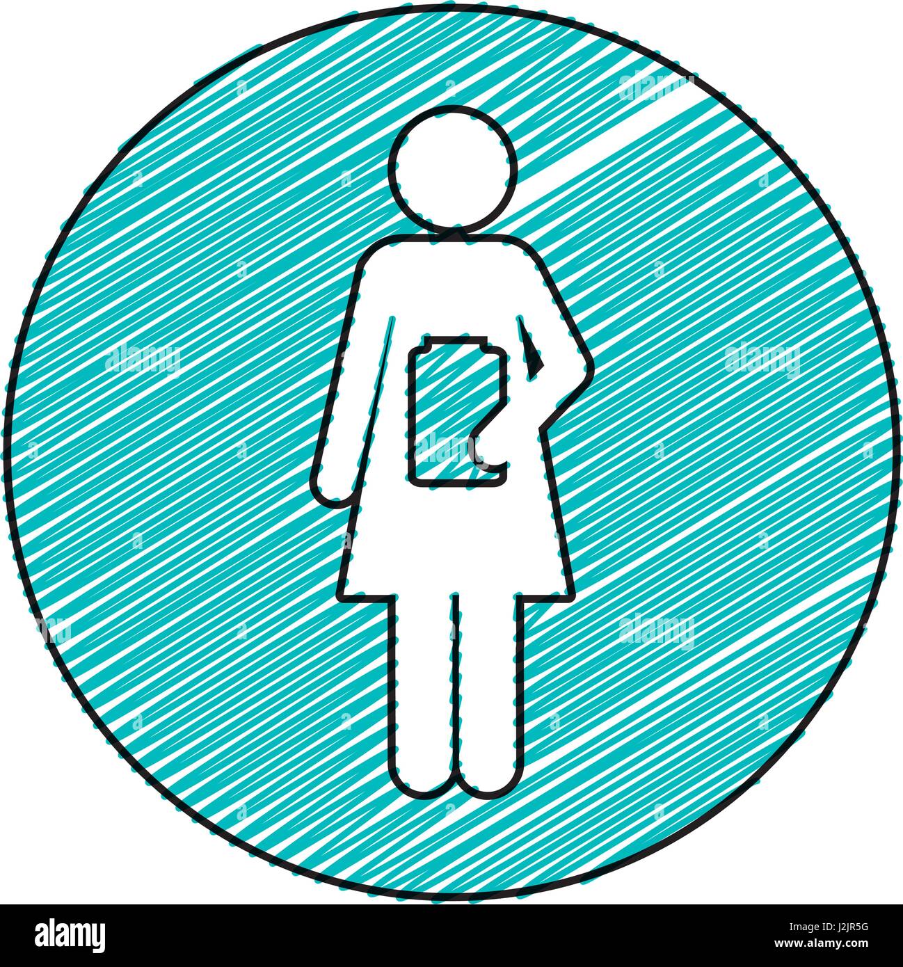 color pencil drawing circular frame with pictogram female with remedy ...