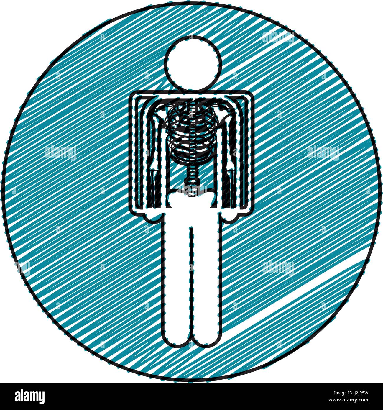 color pencil drawing circular frame with pictogram patient and ...