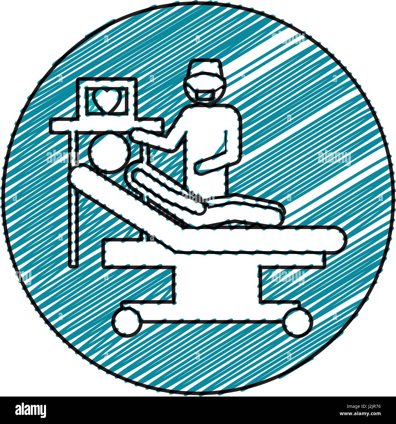 color pencil drawing circular frame with pictogram person with ...