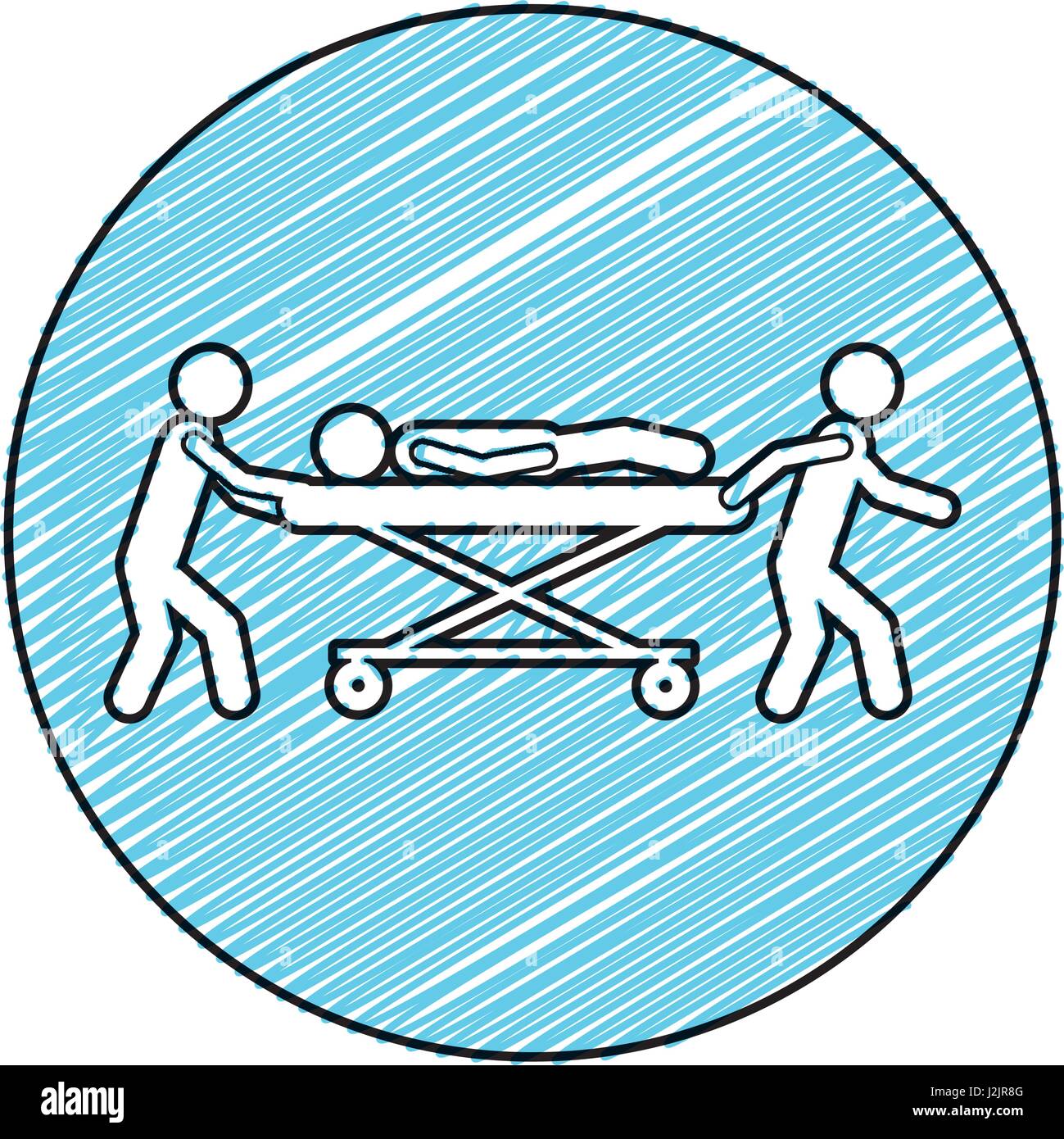 color pencil drawing circular frame with pictogram paramedics with ...