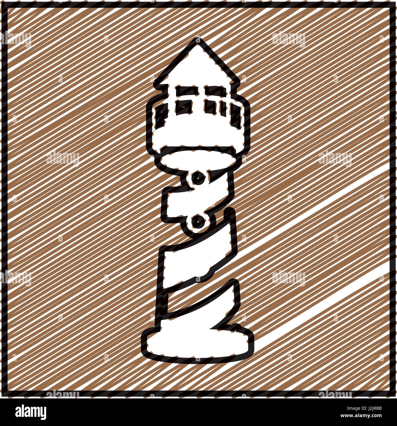 color pencil drawing square frame with tower of lighthouse Stock Vector ...